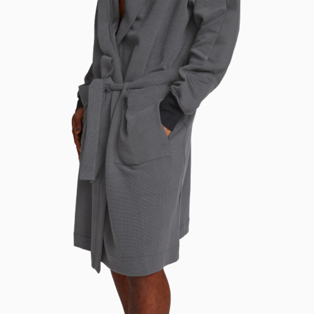 Lightweight Waffle Robe | Soffle Waffle Hoodie Robe | Jambys | Gray/Black